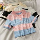 Lemongrass - Colorblock Knit Polo Shirt | YesStyle