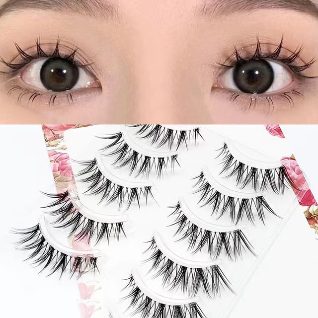 Lashie - Set of 5 Pairs: Natural Criscross Clear Band False Eyelashes ...