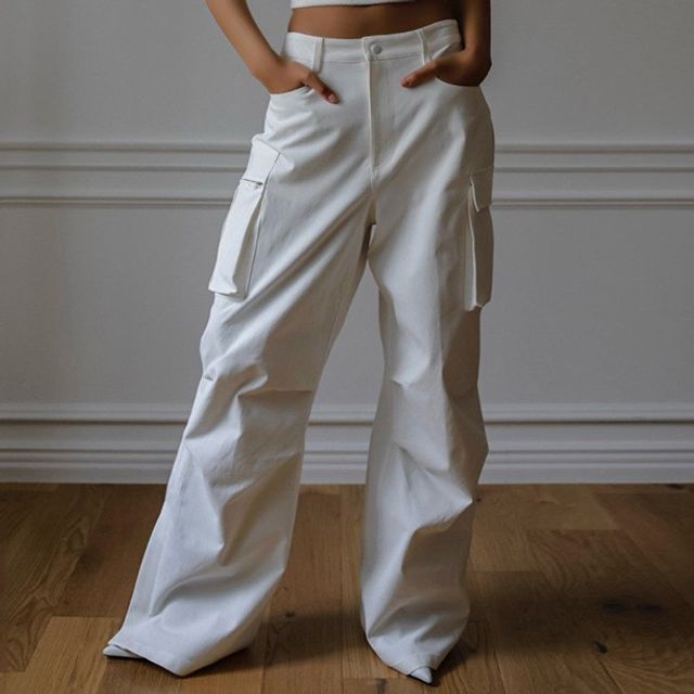 Sosana Low Waist Loose Fit Wide Leg Cargo Pants Yesstyle