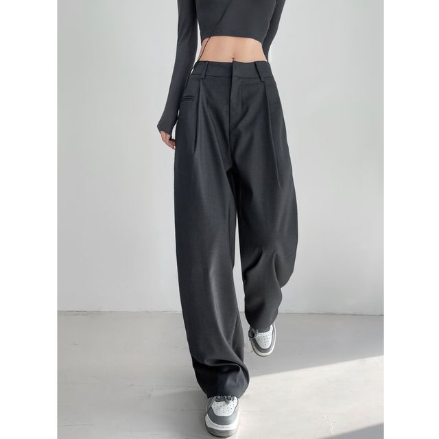 Nigella - Pleated Wide-Leg Slacks | YesStyle