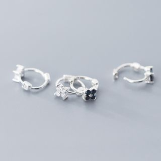 A’ROCH - 925 Sterling Silver Rhinestone Flower Hoop Earring | YesStyle