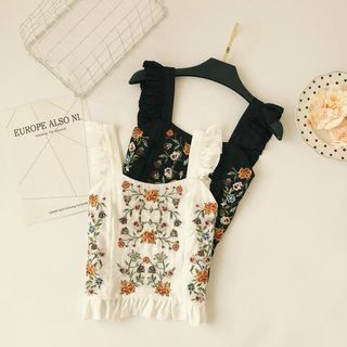 Lucuna - Embroidered Ruffle Trim Top | YesStyle
