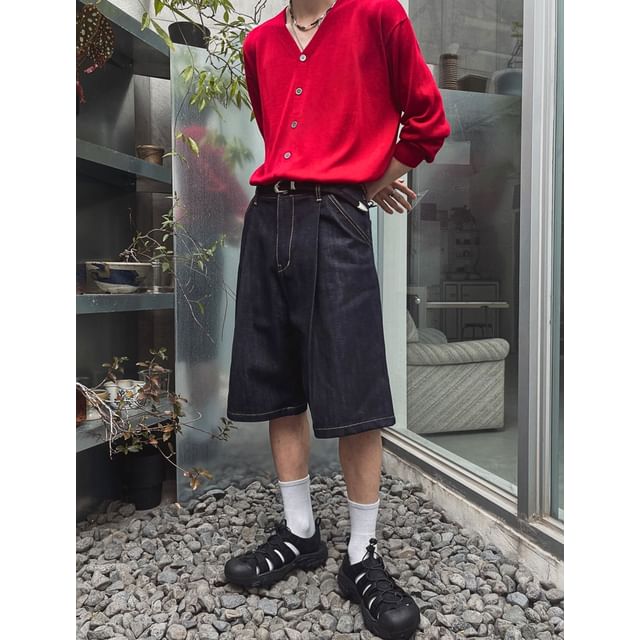 SeoulPop - Unisex Unwashed Loose-Fit Jorts | YesStyle