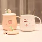 Forsetti - Set: Peach Print Ceramic Mug + Lid + Stirrer | YesStyle