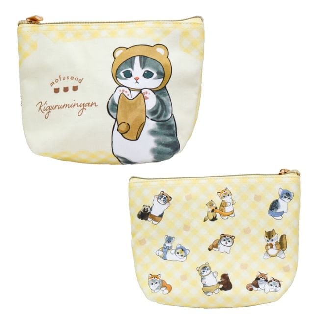 White & Peach - mofusand Cotton Pouch | YesStyle