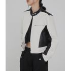SIMPLY MOOD - Two-Tone Pleather Mono Jacket | YesStyle