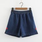 PANDAGO - Fish Embroidered Wide Leg Denim Shorts | YesStyle