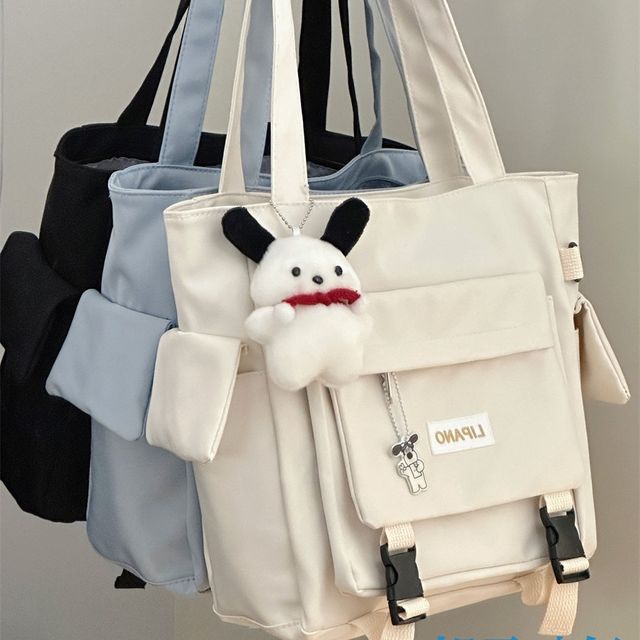 Anchara - Applique Multi-Pocket Tote Bag / Bag Charm / Set | YesStyle