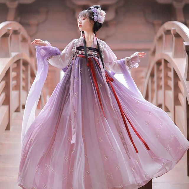 Zestolish - Flower Hanfu Top / Open Front Jacket / Scarf / Maxi Hanfu ...