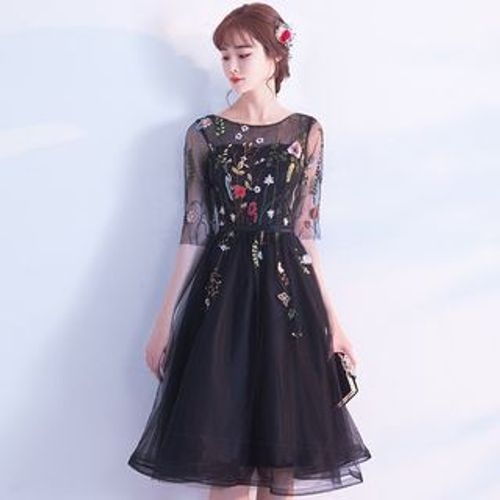 Wonhi - Embroidered Elbow-Sleeve A-line Party Dress | YesStyle