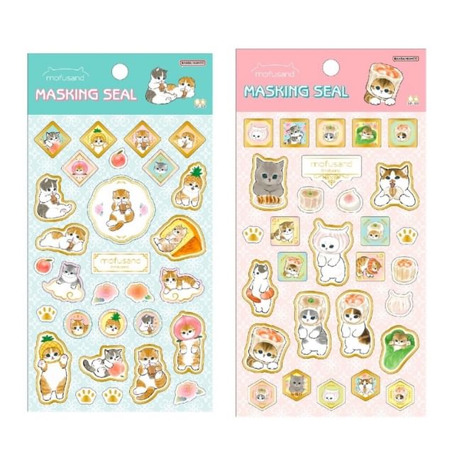 White & Peach - mofusand Masking Seal Sticker | YesStyle