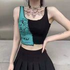 Gallero - Print Two-Tone Crop Tank Top | YesStyle