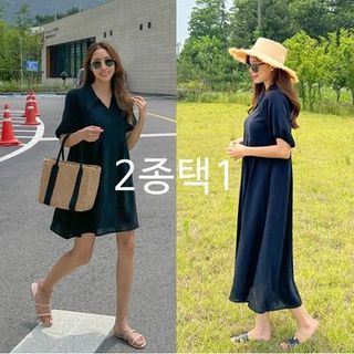 PIPPIN - Chelsea-Collar Balloon-Sleeve Mini / Long Dress | YesStyle