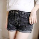 Tokyo Fashion - Cuffed Acid-Washed Denim Shorts | YesStyle