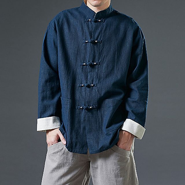 Sparrow Farm - Plain Frog-Button Shirt | YesStyle