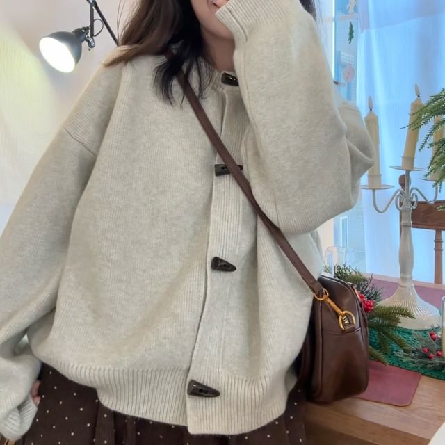 Beem - Round Neck Melange Toggle Cardigan | YesStyle