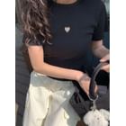 Seoulchic - Short-Sleeve Plain Heart Cut-Out Top | YesStyle
