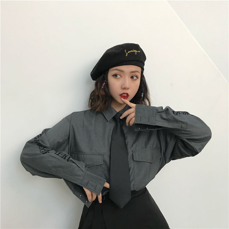 LINSI Printed Shirt with Tie | YesStyle