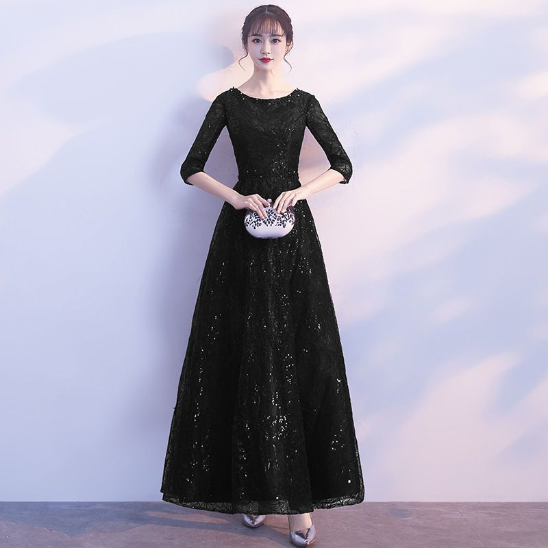 Wonhi Lace Panel 3/4-Sleeve A-line Party Dress / Evening Gown | YesStyle