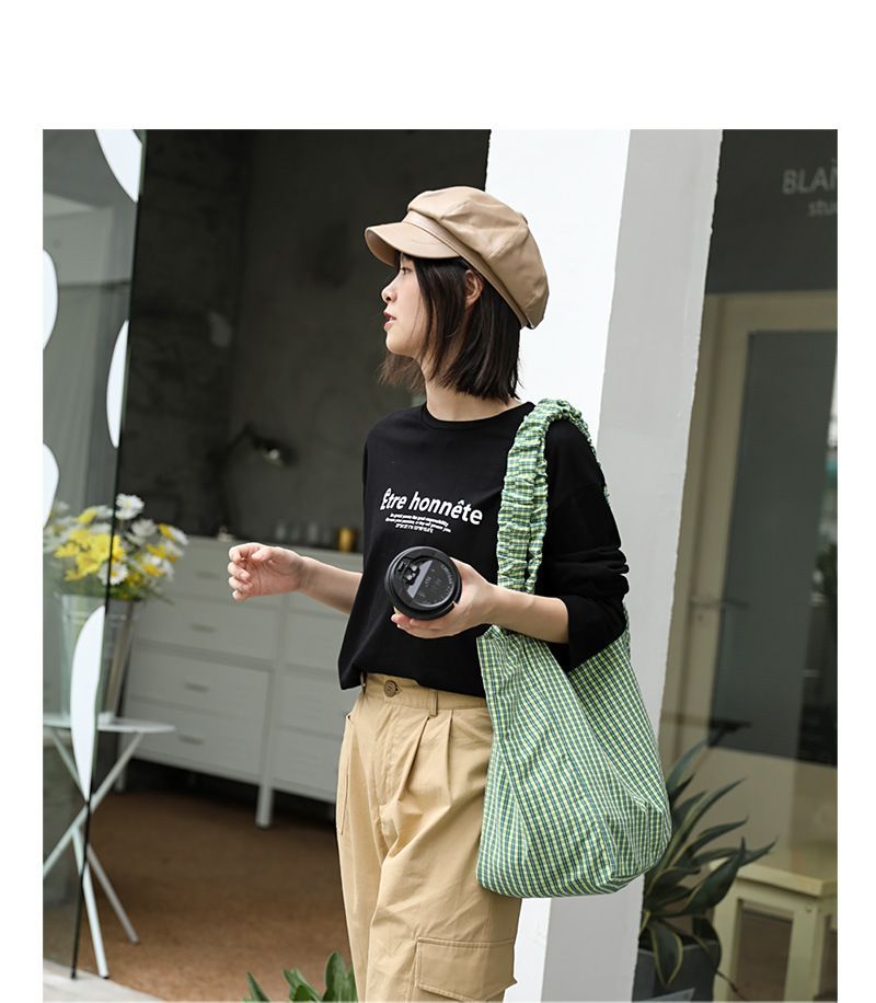 Ms Bean Plaid Tote Bag | YesStyle