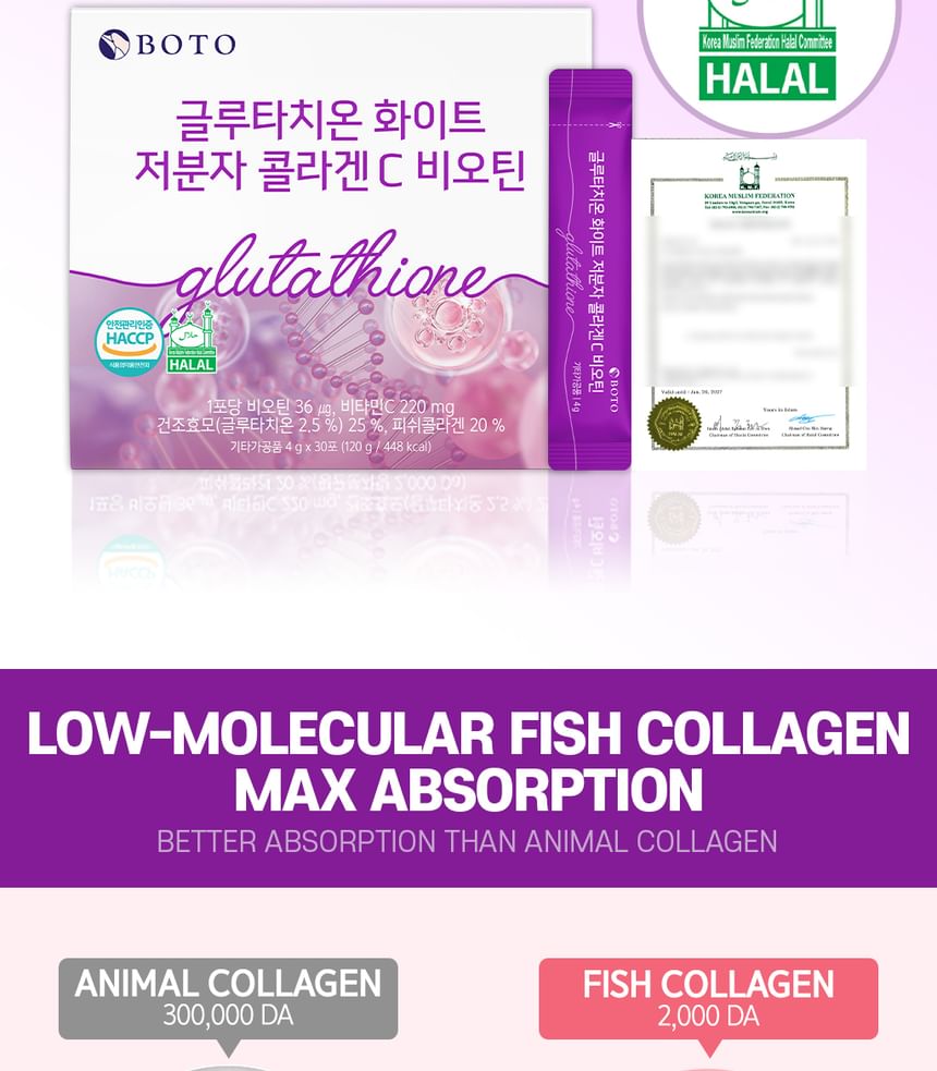 Buy BOTO - Glutathione White Small Molecule Collagen C Biotin in Bulk ...