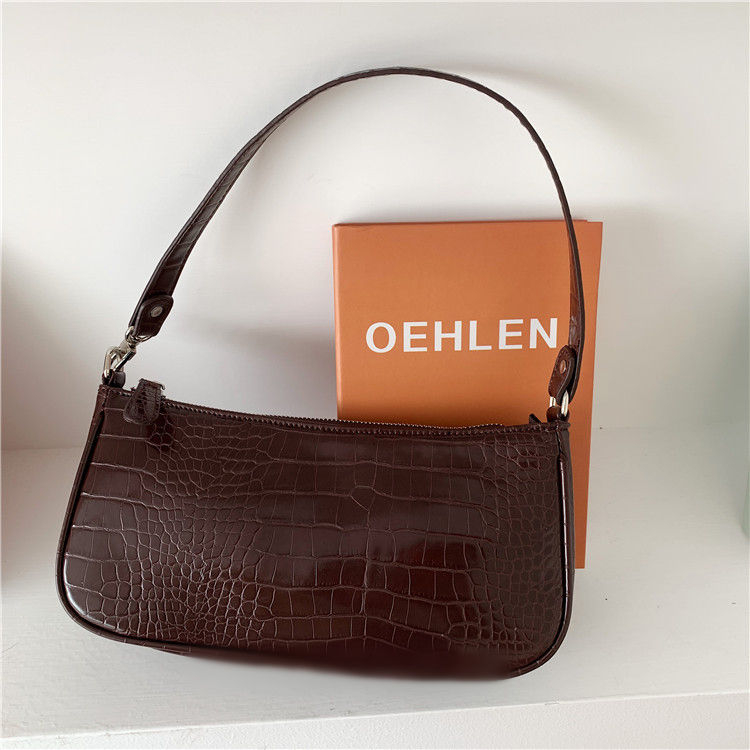 TZ Croc Grain Faux Leather Shoulder Bag | YesStyle