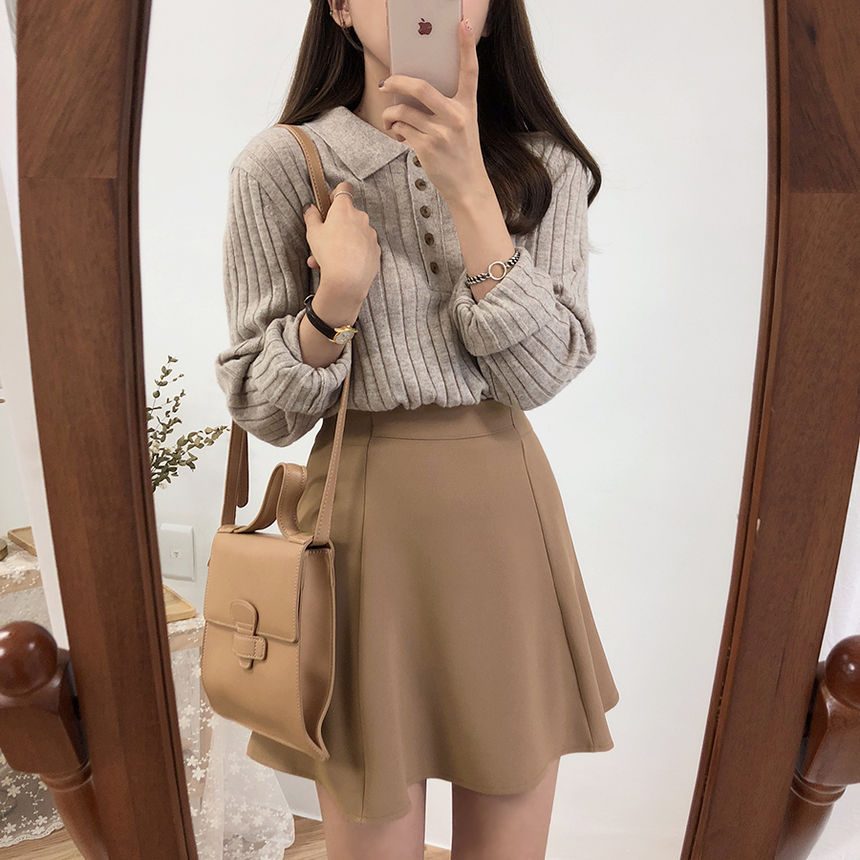 Moon City Collared Knit Top | YesStyle