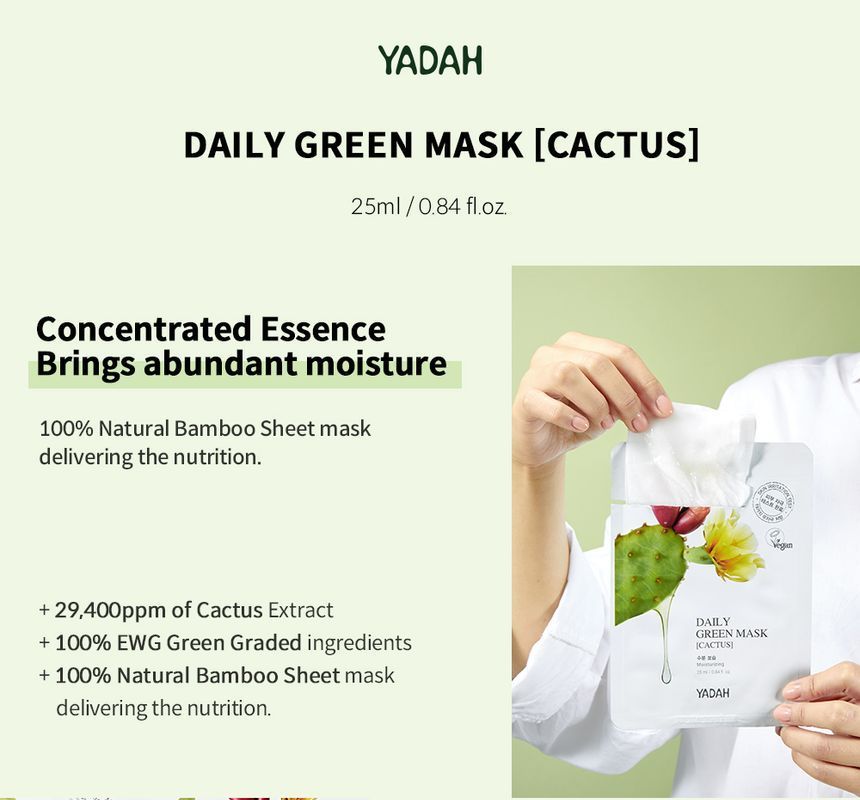 Buy YADAH - Daily Green Cactus Mask 1pc in Bulk | AsianBeautyWholesale.com