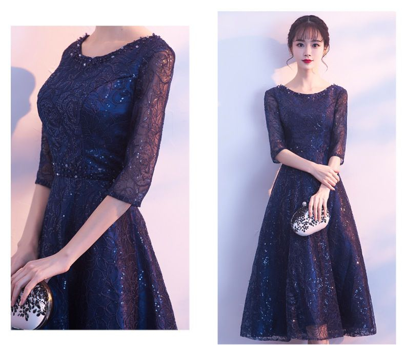 Wonhi Lace Panel 3/4-Sleeve A-line Party Dress / Evening Gown | YesStyle