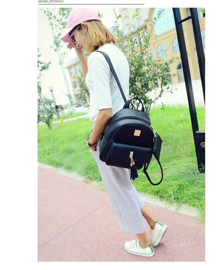 Diamante Set of 2: Tasseled Backpack + Coin Purse | YesStyle