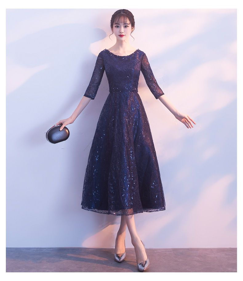 Wonhi Lace Panel 3/4-Sleeve A-line Party Dress / Evening Gown | YesStyle