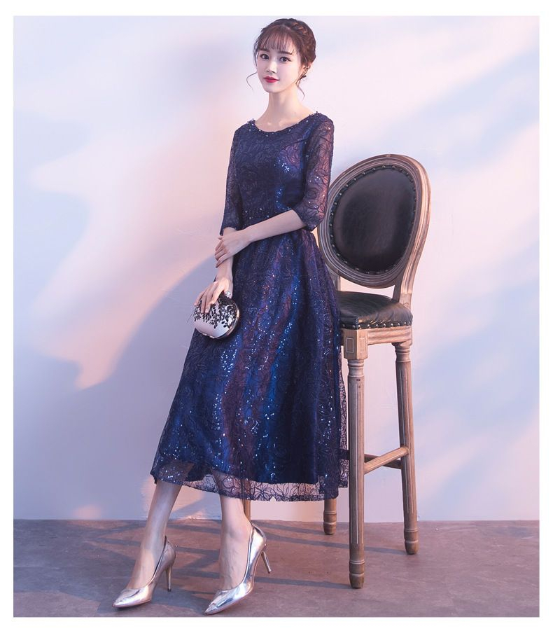 Wonhi Lace Panel 3/4-Sleeve A-line Party Dress / Evening Gown | YesStyle