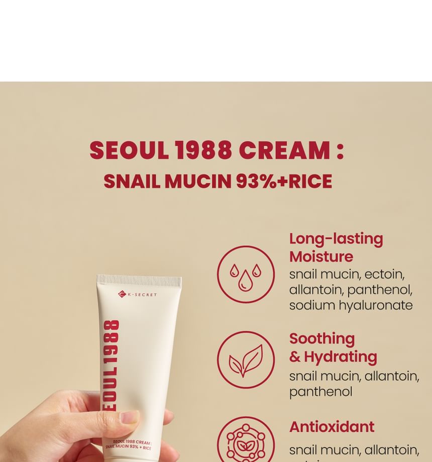 Buy KSECRET - SEOUL 1988 Cream : Snail Mucin 93% + Rice in Bulk ...