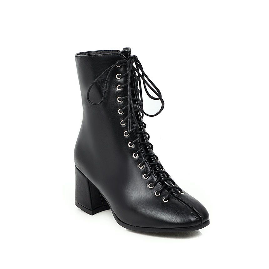 Megan Faux Leather Block Heel Short Boots | YesStyle