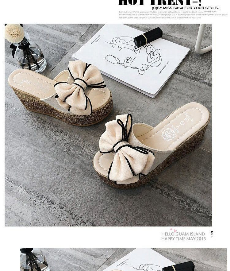 Weiya Bow Slide Platform Wedge Sandals | YesStyle