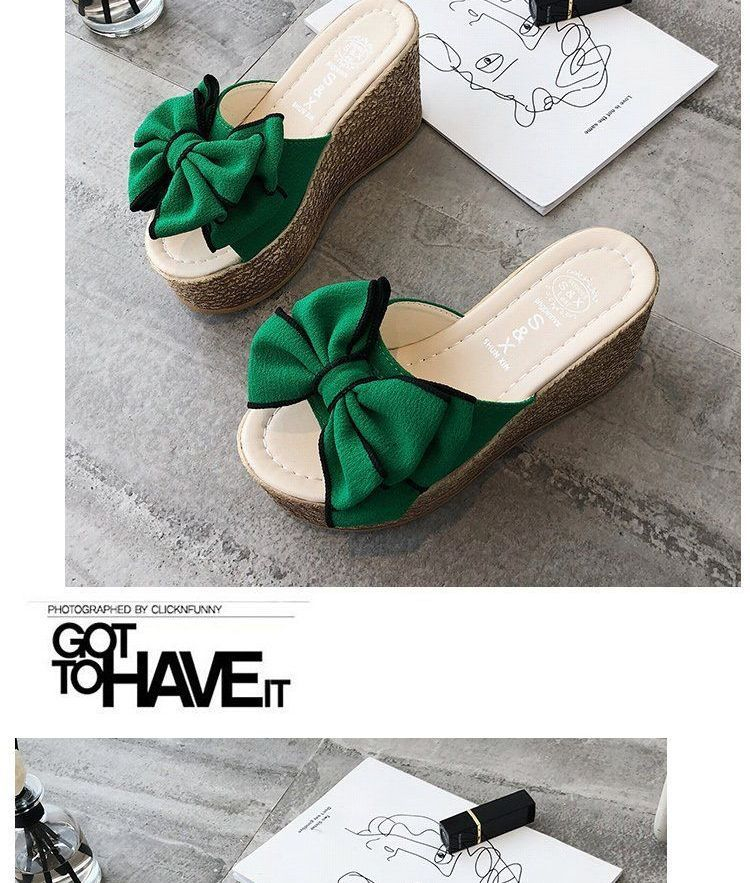 Weiya Bow Slide Platform Wedge Sandals | YesStyle