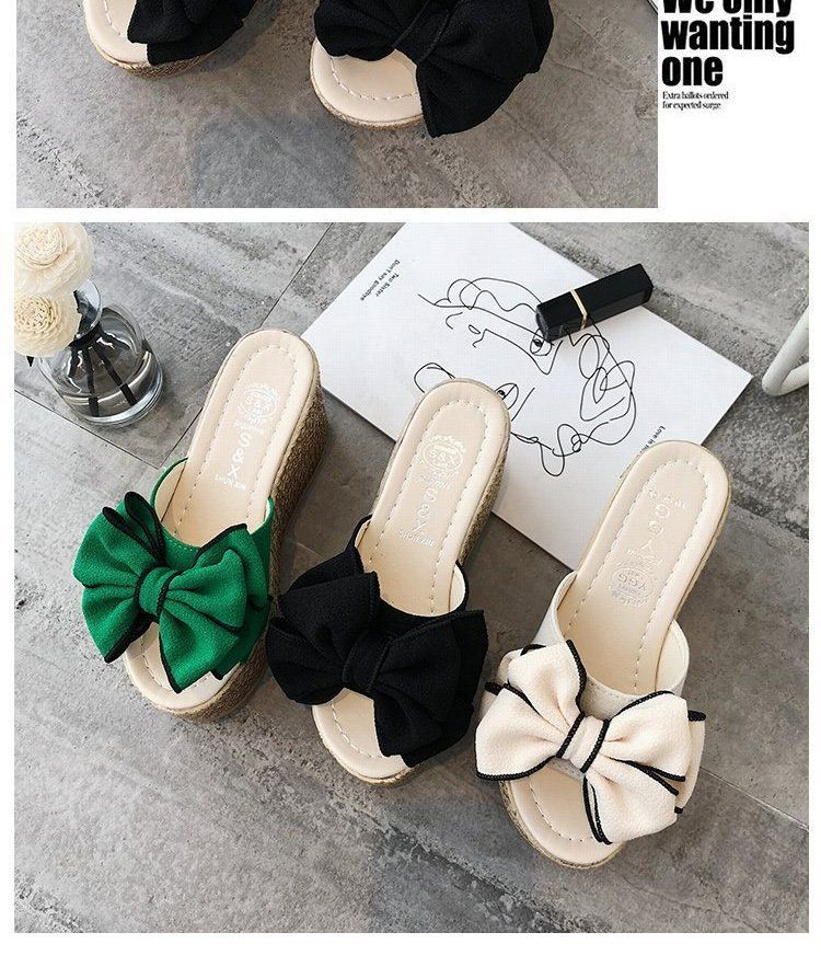 Weiya Bow Slide Platform Wedge Sandals | YesStyle