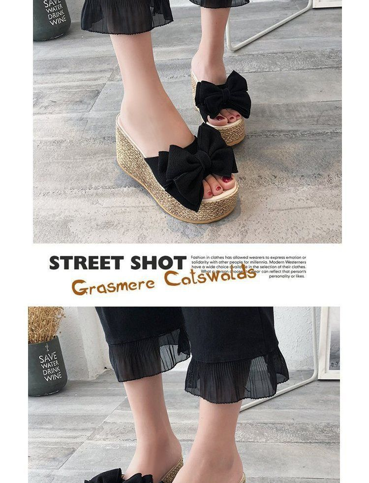 Weiya Bow Slide Platform Wedge Sandals | YesStyle