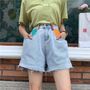 JIUHOJI - Paneled Wide-Leg Denim Shorts | YesStyle