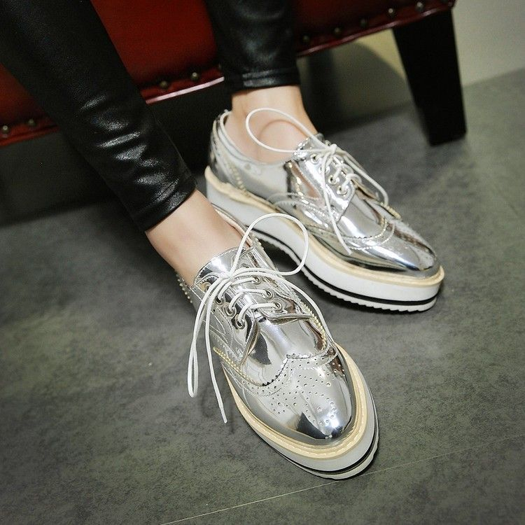 Aegina Patent Wing-Tip Platform Oxfords | YesStyle