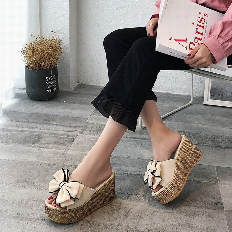 Weiya Bow Slide Platform Wedge Sandals | YesStyle