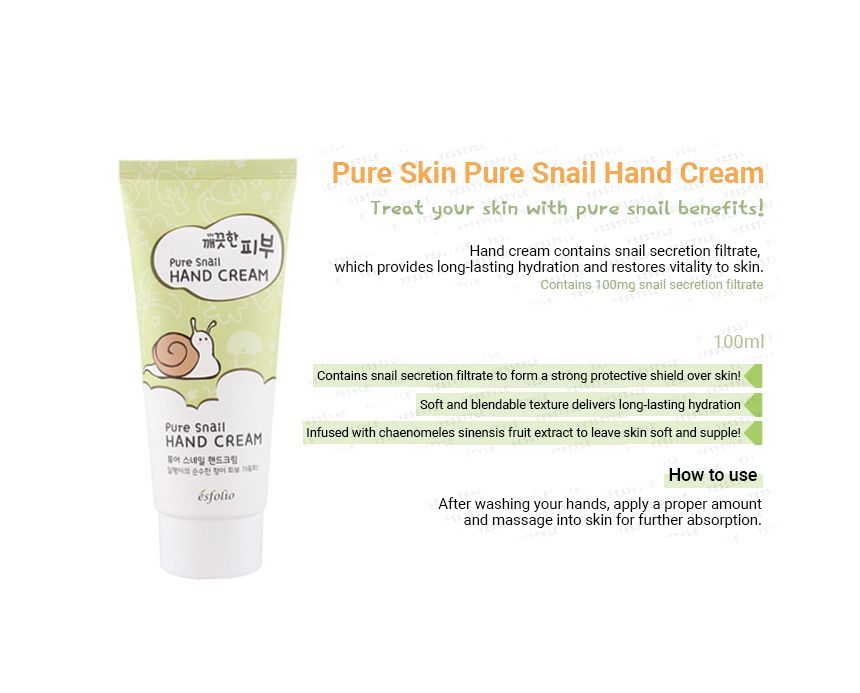 Buy esfolio - Pure Skin Pure Snail Hand Cream 100ml (x40) (Bulk Box) in ...