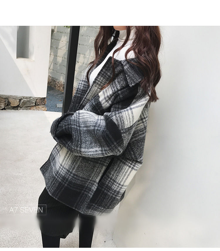 A7 SEVEN Oversized Plaid Jacket | YesStyle