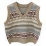 FR - V-Neck Geometric Patterned Sweater Vest | YesStyle