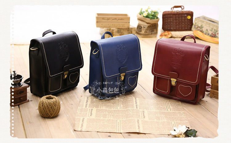 Vintage Kiss Faux Leather Backpack | YesStyle