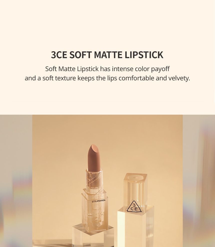 Buy 3CE - Soft Matte Lipstick Clear Layer Warm Edition - 3 Colors in ...
