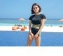 CUCURBIT - Set: Short-Sleeve Crop Rash Guard + Swim Bottom | YesStyle
