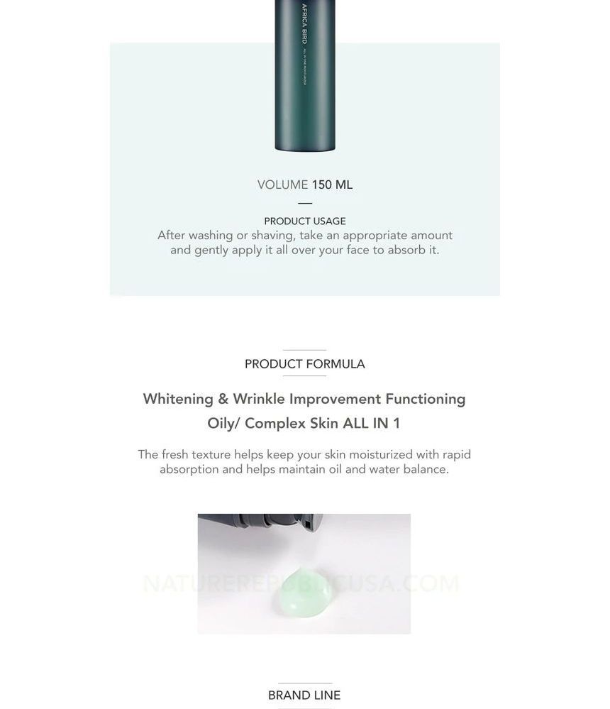 Buy NATURE REPUBLIC - Africa Bird Homme All in One Moisturizer (x6 ...