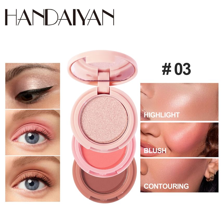 Buy HANDAIYAN - 3 In 1 Highlight Blush Contour Palette - 3 Types in ...