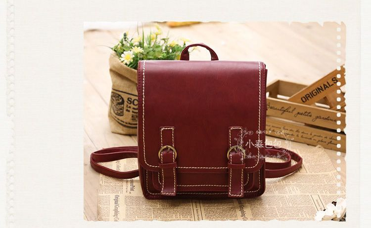 Vintage Kiss Faux Leather Backpack | YesStyle